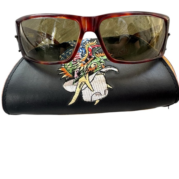 Ed Hardy | Accessories | Vintage Ed Hardy Dragon Sunglasses Tortoise ...